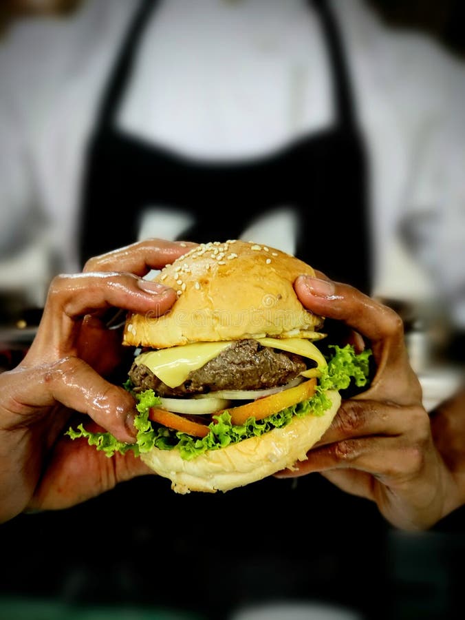Fluffy Buns with Giant Beff Burger Stock Image - Image of burger, buns ...