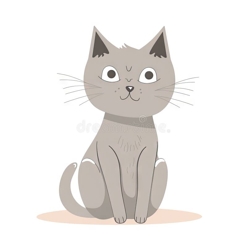 Fluffy Cat Sitting Upright for Greeting Cards and Posters. Stock ...