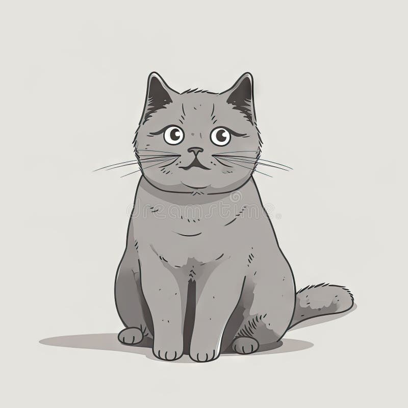 Fluffy Cat Sitting Upright for Invitations and Posters. Stock ...