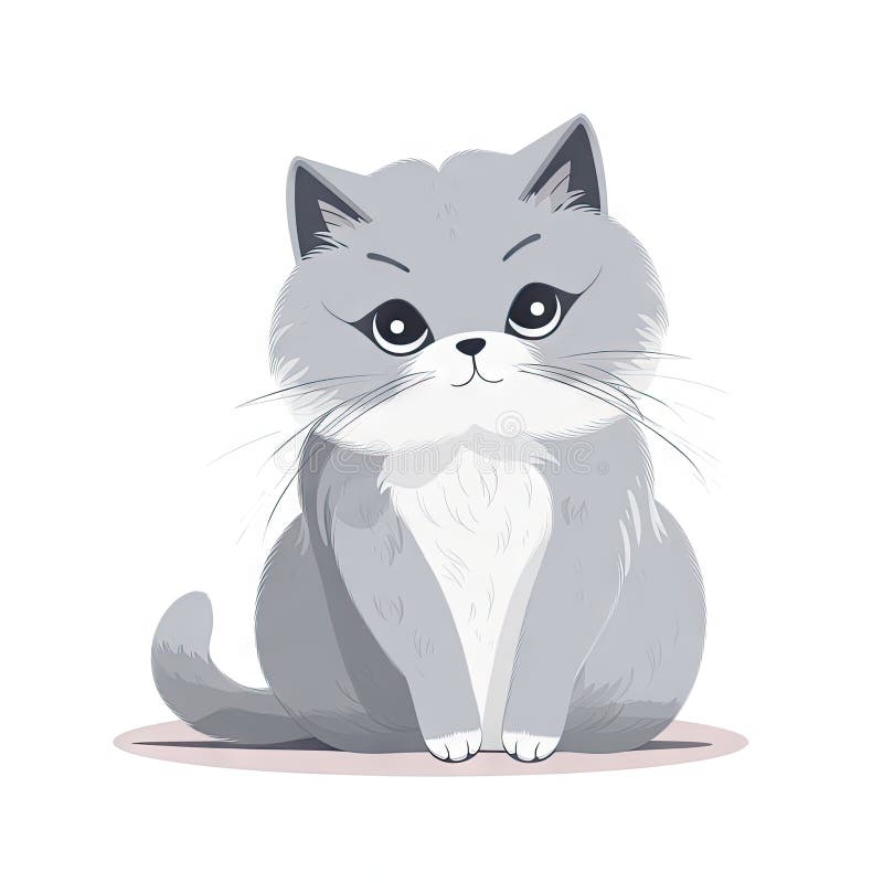 Fluffy Cat Sitting Upright for Greeting Cards and Posters. Stock ...