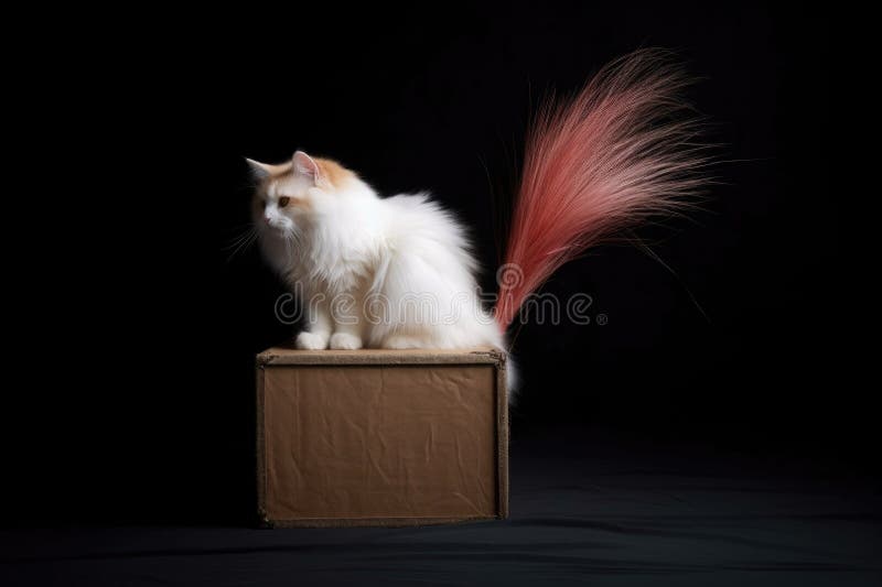 Fluffy Cat Tail Sticking Out from a Partially Closed Box Stock Photo ...