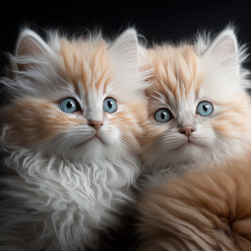 Fluffy Cats, Purebred Kittens, Red White Kitten. Generative AI Stock ...