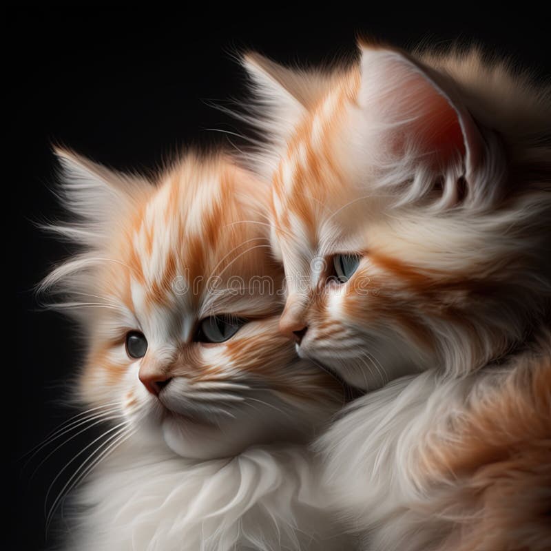 Fluffy Cats, Purebred Kittens, Red White Kitten. Generative AI Stock ...