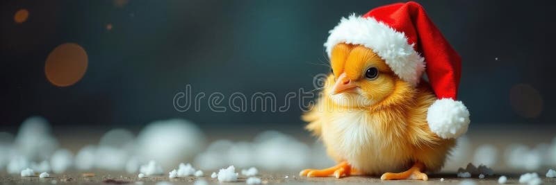 Fluffy Chick in Festive Santa Hat, Tiny Claws Peeking , Winter, Design ...