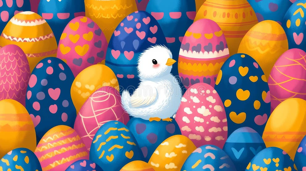 Fluffy Chicks Hatching from Colorful Easter Eggs Create a Cheerful and ...