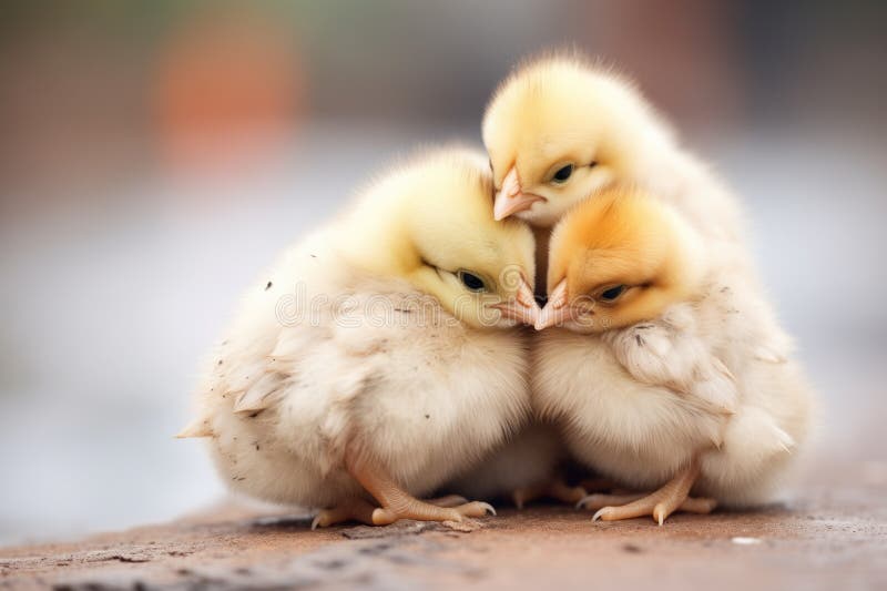 Fluffy Chicks Huddling Together for Warmth Stock Image - Image of cute ...