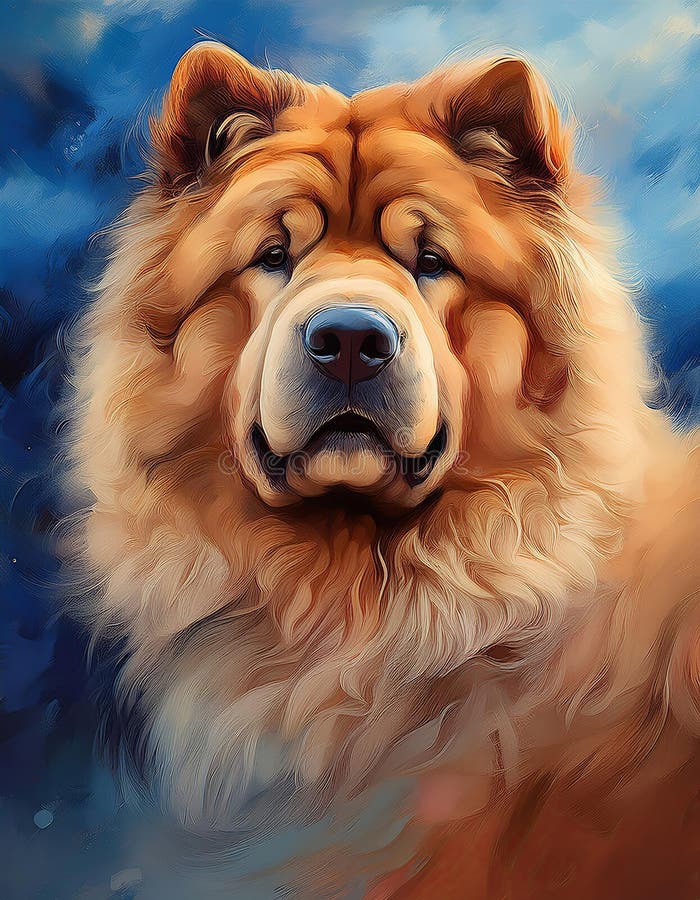 Fluffy Chow Chow in Art stock illustration. Illustration of portrait ...