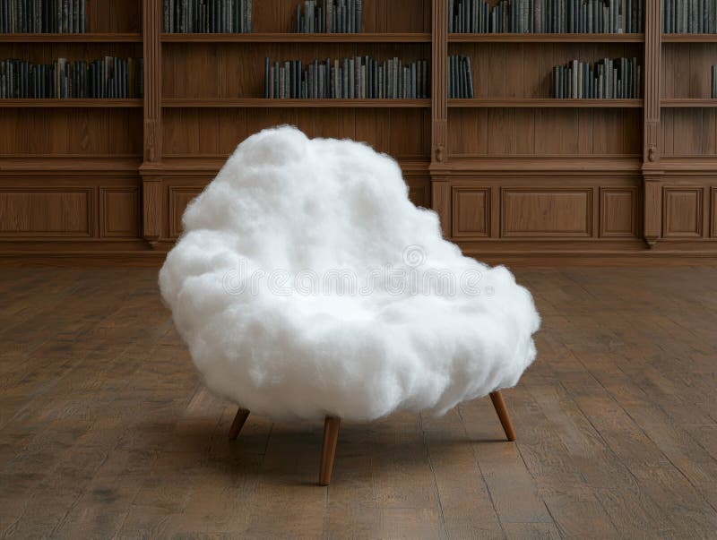 A Fluffy Cloud Chair in a Library Setting. Stock Illustration ...