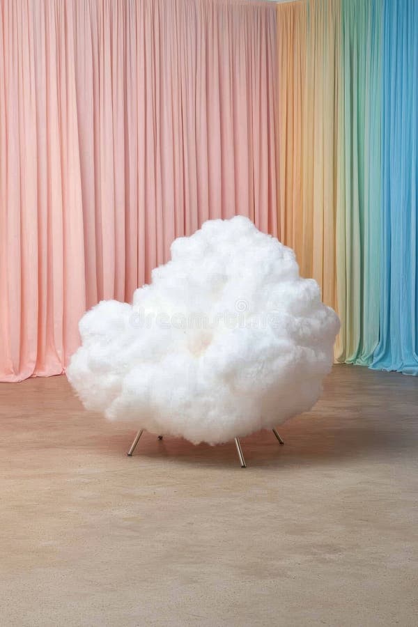 A Fluffy Cloud Chair in a Pastel Room. Stock Illustration ...