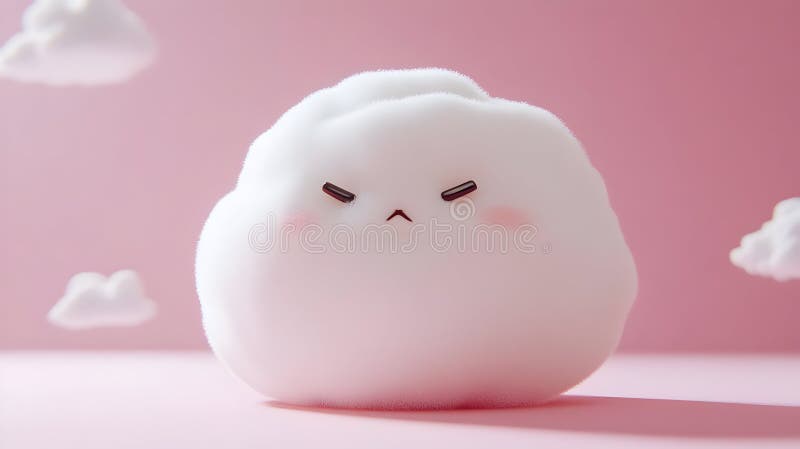 Fluffy Cloud Character 3D Render Stock Illustration - Illustration of ...