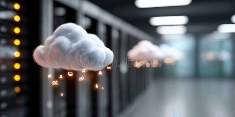 Generative AI Fluffy Cloud Hovering Over Data Center Servers ...