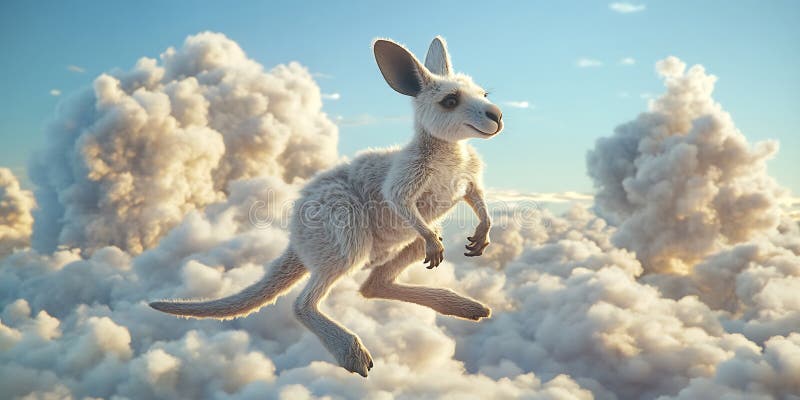 Fluffy Cloud Kangaroo Bouncing through a Magical Sky Wallpaper ...