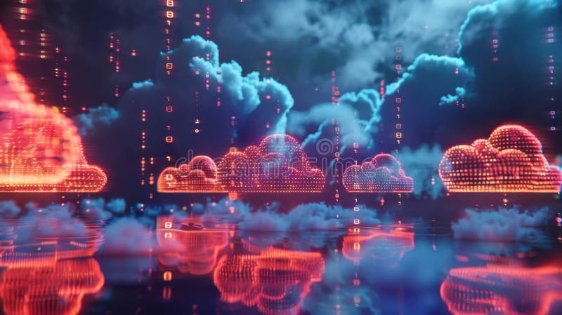 Fluffy Clouds Of Binary Code Gently Floating Through The Network Providing A Constant Stream Of