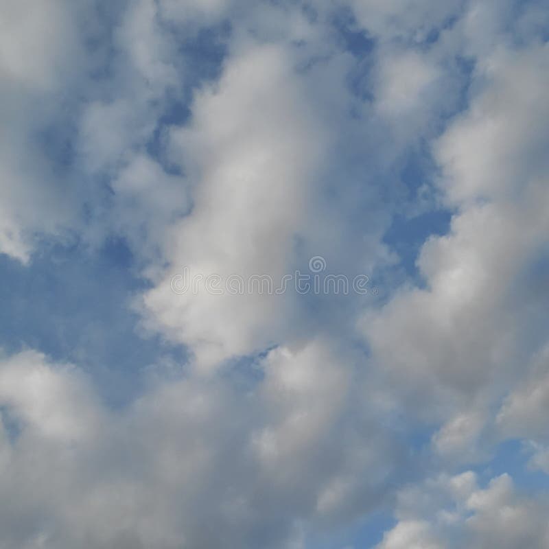 Fluffy Clouds Floating through a Blue Sky Stock Image - Image of wing ...