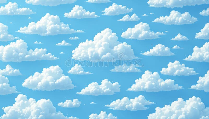 Fluffy Clouds Seamless Background, Repeating Sky Design Stock ...