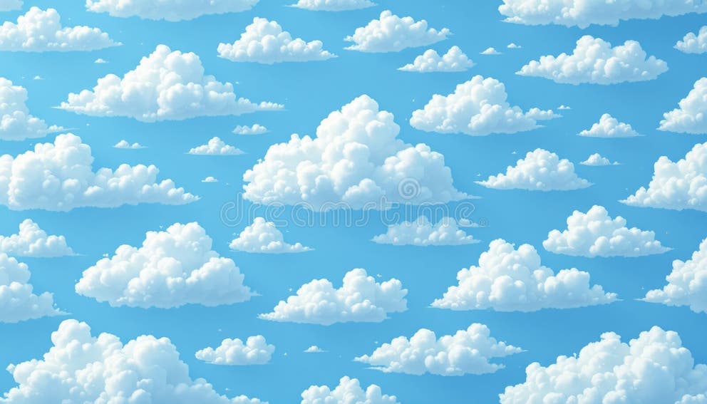 Fluffy Clouds Seamless Background, Repeating Sky Design Stock ...