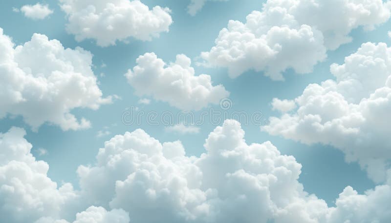 Fluffy Clouds Seamless Background, Repeating Sky Design Stock ...