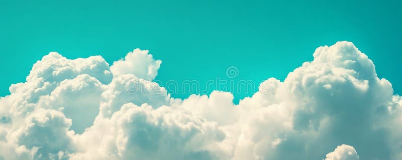 Fluffy Clouds in a Turquoise Sky, Serene Nature Scene Stock Image ...
