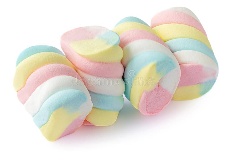 Fluffy Colorful Marshmallows Candy Isolated on White Background. Huge ...