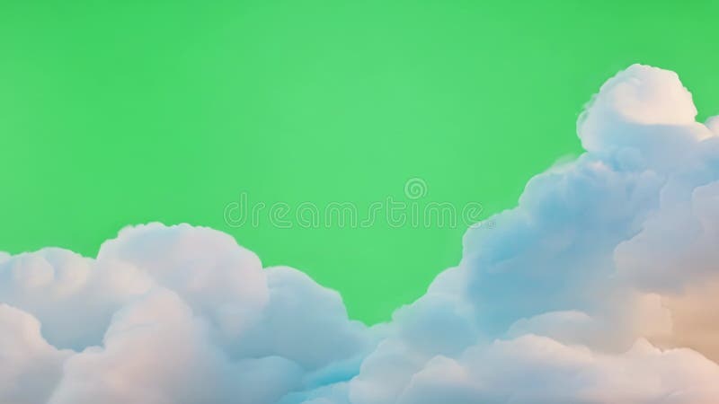 Fluffy Cotton Candy Clouds Creating a Serene Backdrop. Green Screen ...
