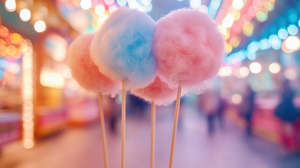Fluffy Cotton Candy at a Fair Stock Illustration - Illustration of ...