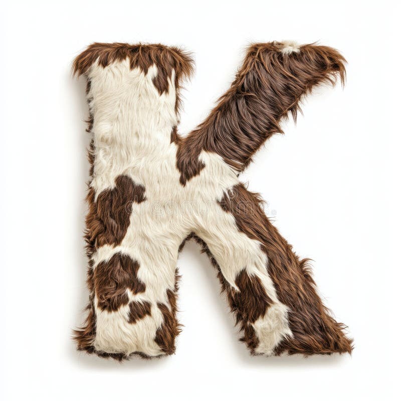 A Fluffy, Cow-patterned Letter "K" Designed for Decorative Purposes ...