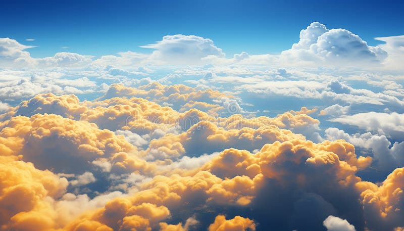 Fluffy Cumulus Clouds Fill the Bright Blue Sky, Creating a Picturesque ...