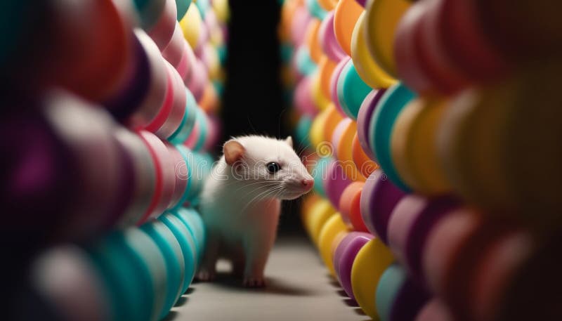 Fluffy Cute Rat Playing in Laboratory Cage Generated by AI Stock Photo ...