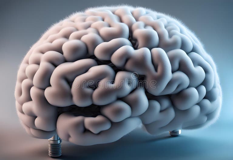 Fluffy 3D Image of Artificial Intelligence Brain Stock Illustration ...