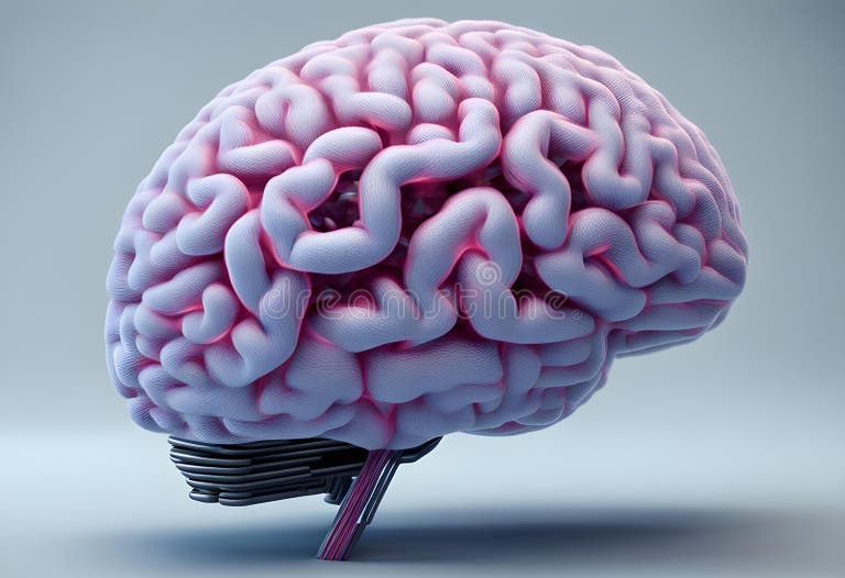 Fluffy 3D Image of Artificial Intelligence Brain Stock Illustration ...