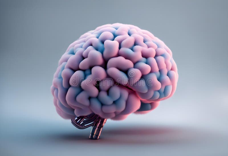 Fluffy 3D Image of Artificial Intelligence Brain Stock Illustration ...