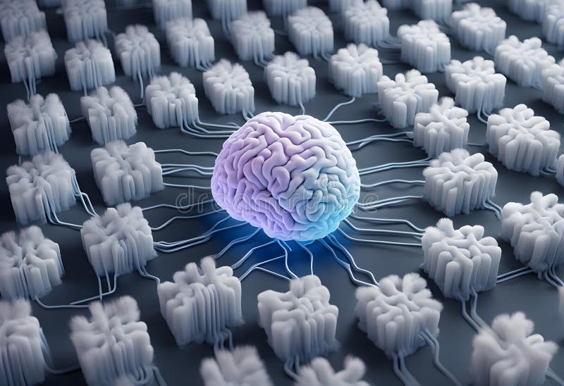 Fluffy 3D Image of Artificial Intelligence Brain Stock Illustration ...