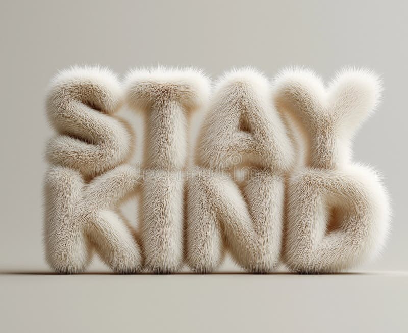 Fluffy 3d text stay kind stock illustration. Illustration of cream ...