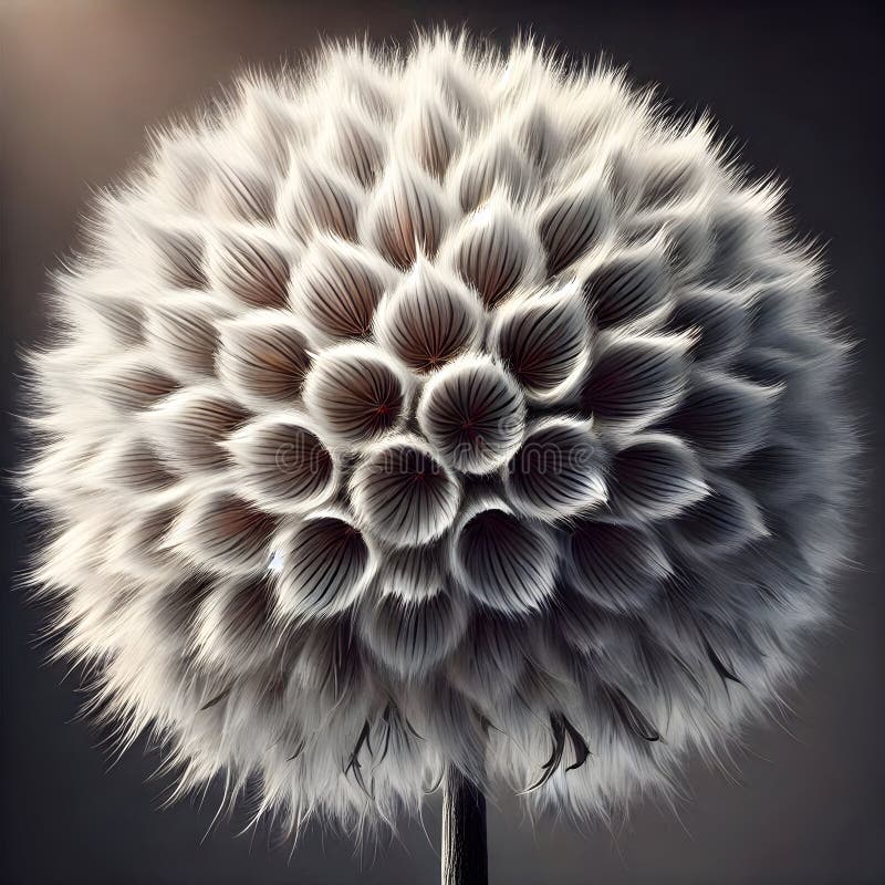 Fluffy Dandelion Flower Head with Intricate Details Creating a ...