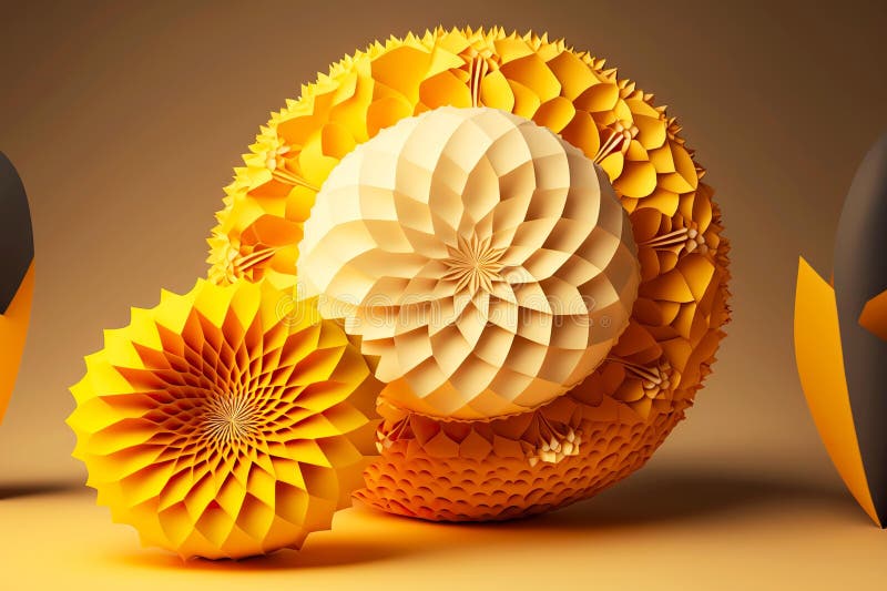 Fluffy Decorative 3d Rendering Paper Flowers Made in Origami Technique ...