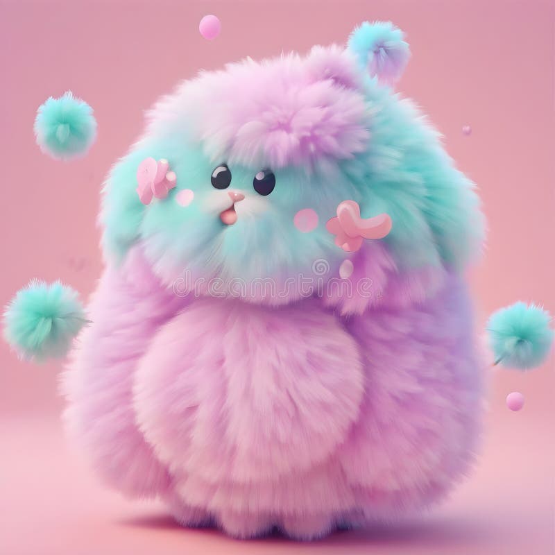 Fluffy dog with pink fur stock illustration. Illustration of funny - 303978366