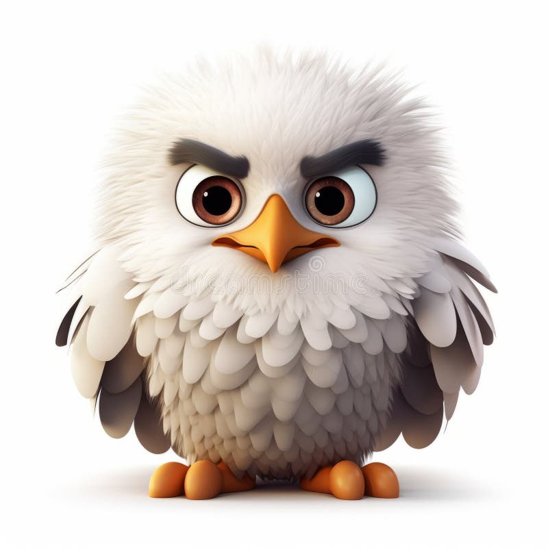 Fluffy Eagle: a Cute and Iconic 3d Animation with White Background ...