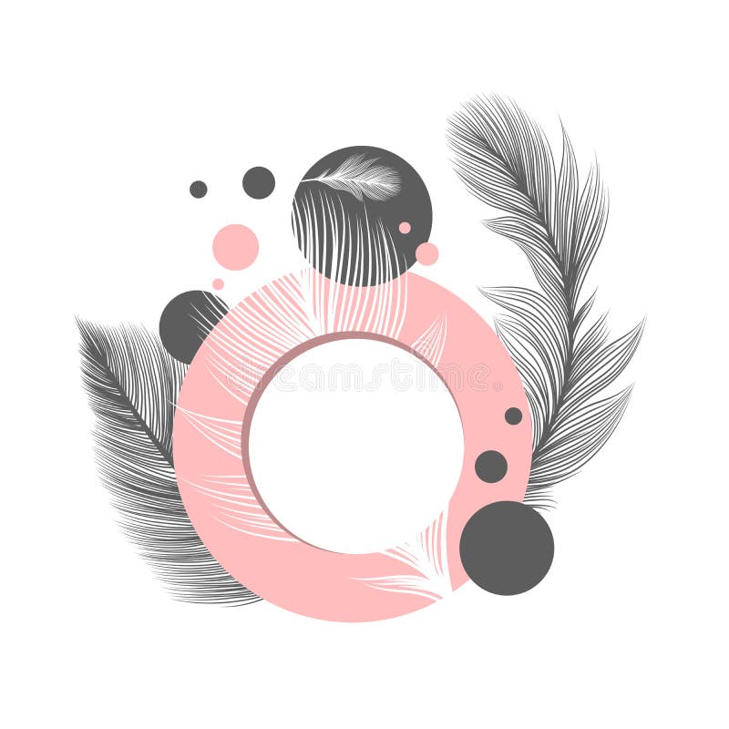 Fluffy Feathers, Abstract Circle Frame Background Stock Vector ...