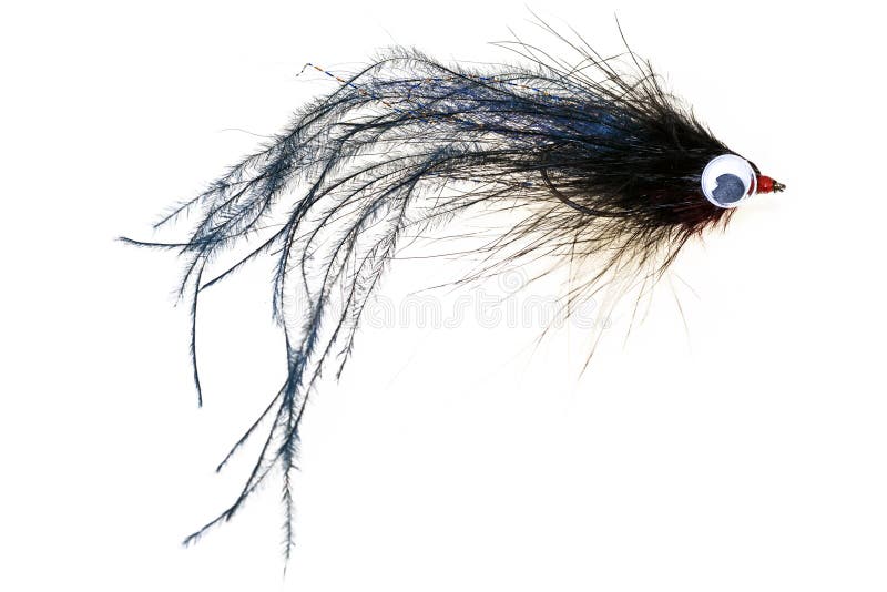 Fluffy Fly Fishing Hook Isolated on White Stock Photo - Image of salmon ...