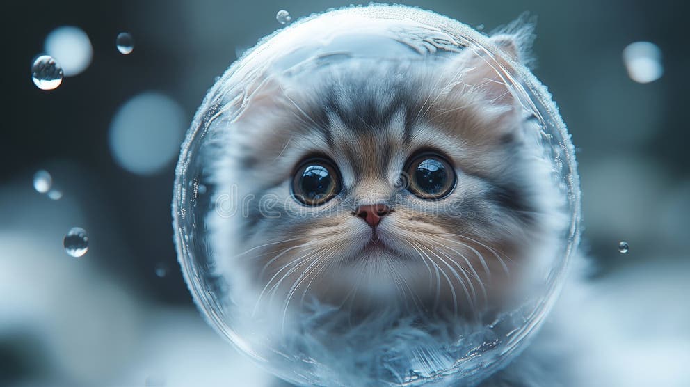 Fluffy Friend in a Bubble. AI Stock Image - Image of softness, friends ...