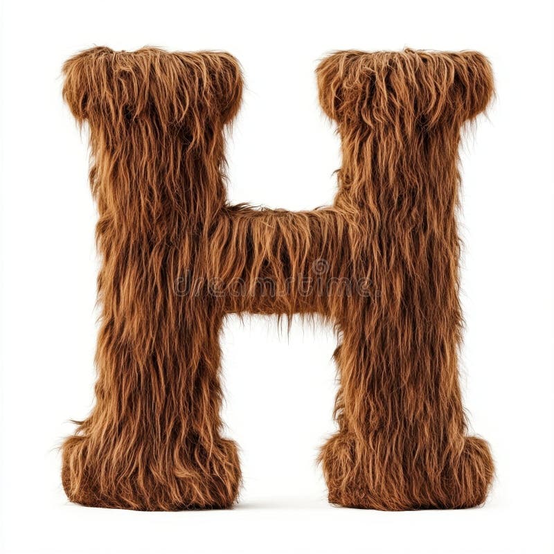 A Fluffy, Furry Letter "H" Designed with a Textured, Brown Appearance ...