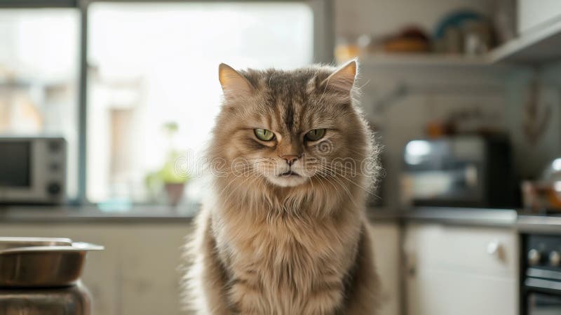 Ginger Grumpy Cat Standing Serious - Side Head View Stock Photo - Image ...