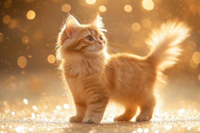Fluffy Ginger Kitten in Sunlit Sparkles Stock Image - Image of kitten ...