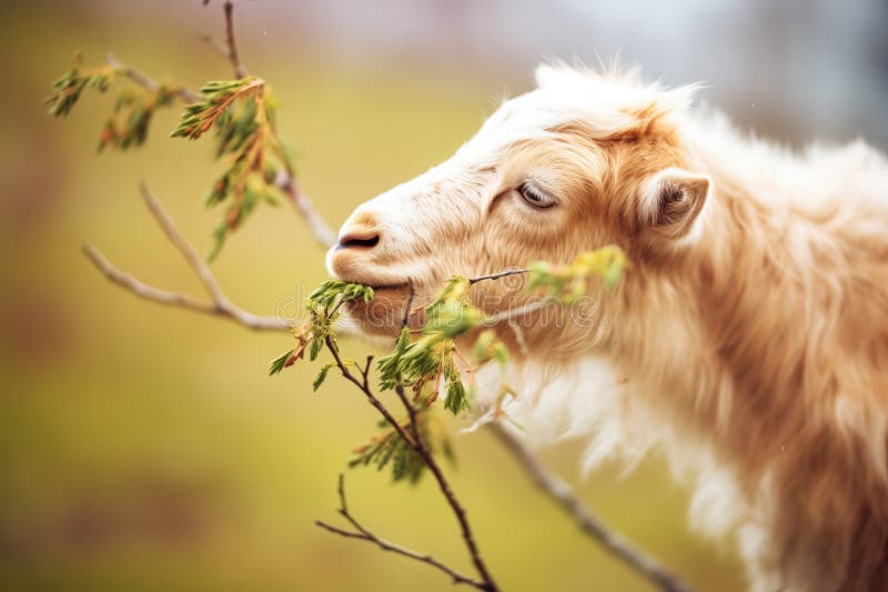 Goat Nibbling Bark from Tree Trunks Stock Image - Image of country ...