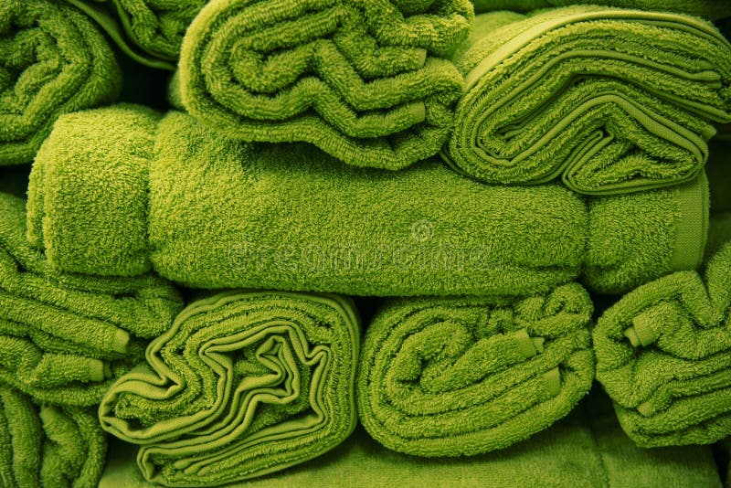 Fluffy green towels stock image. Image of textile, terry - 89439521