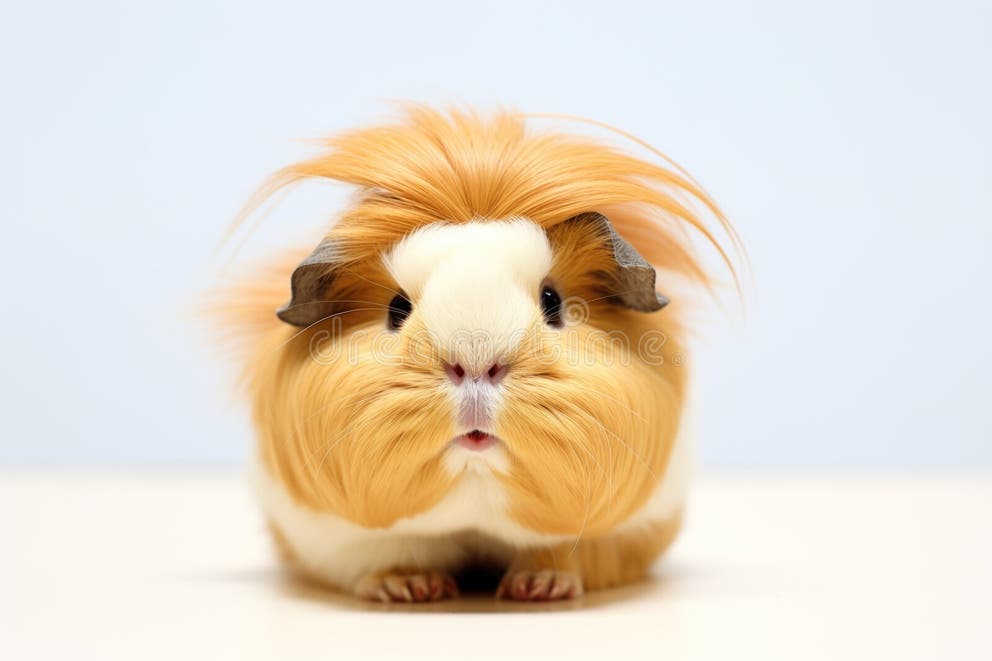 Fluffy Guinea Pig with Puffed Cheeks, Squeaking Stock Photo - Image of ...