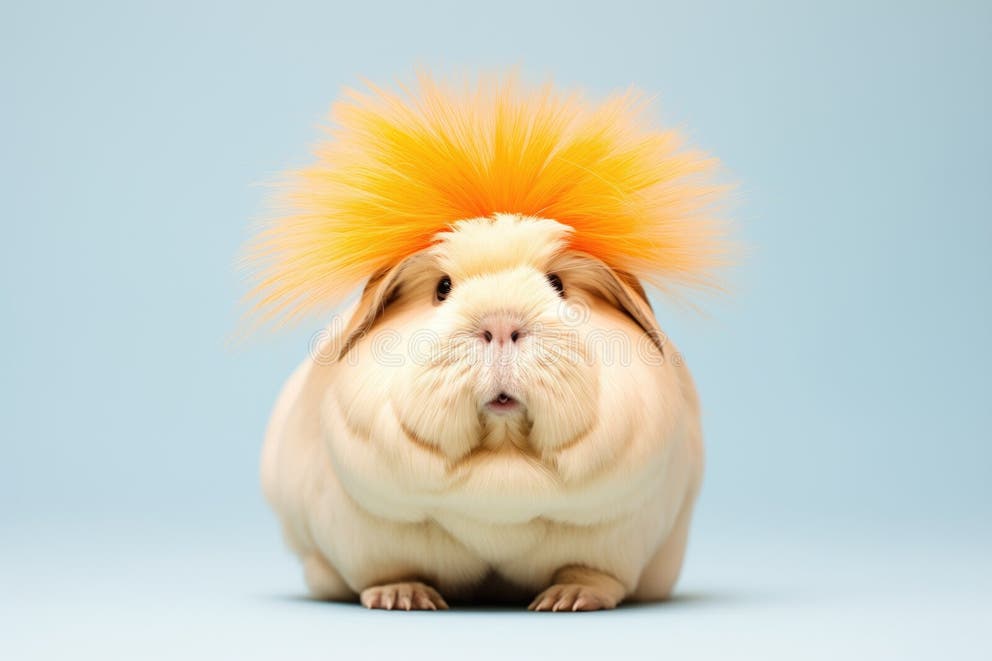 Fluffy Guinea Pig with Puffed Cheeks, Squeaking Stock Photo - Image of ...