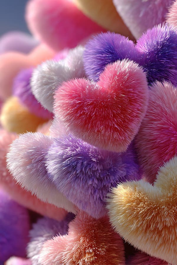 Fluffy, Heart-shaped Objects are Clustered Together, Showcasing a ...
