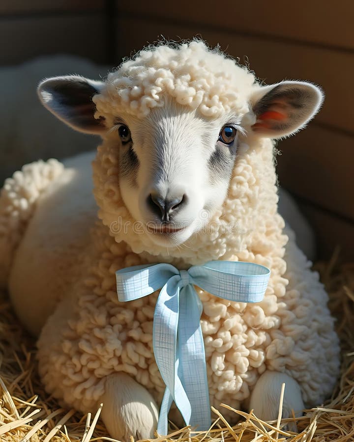 Adorable Fluffy Lamb Resting Hay Stock Photos - Free & Royalty-Free ...