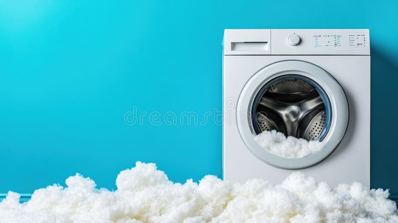 Fluffy Laundry Day a Clean and Fresh Scene with a Front Load Washing ...